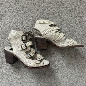 Freebird by Steven | Shoes | Nwt Freebird By Steven Quail White Snake Leather Buckle Booties ...